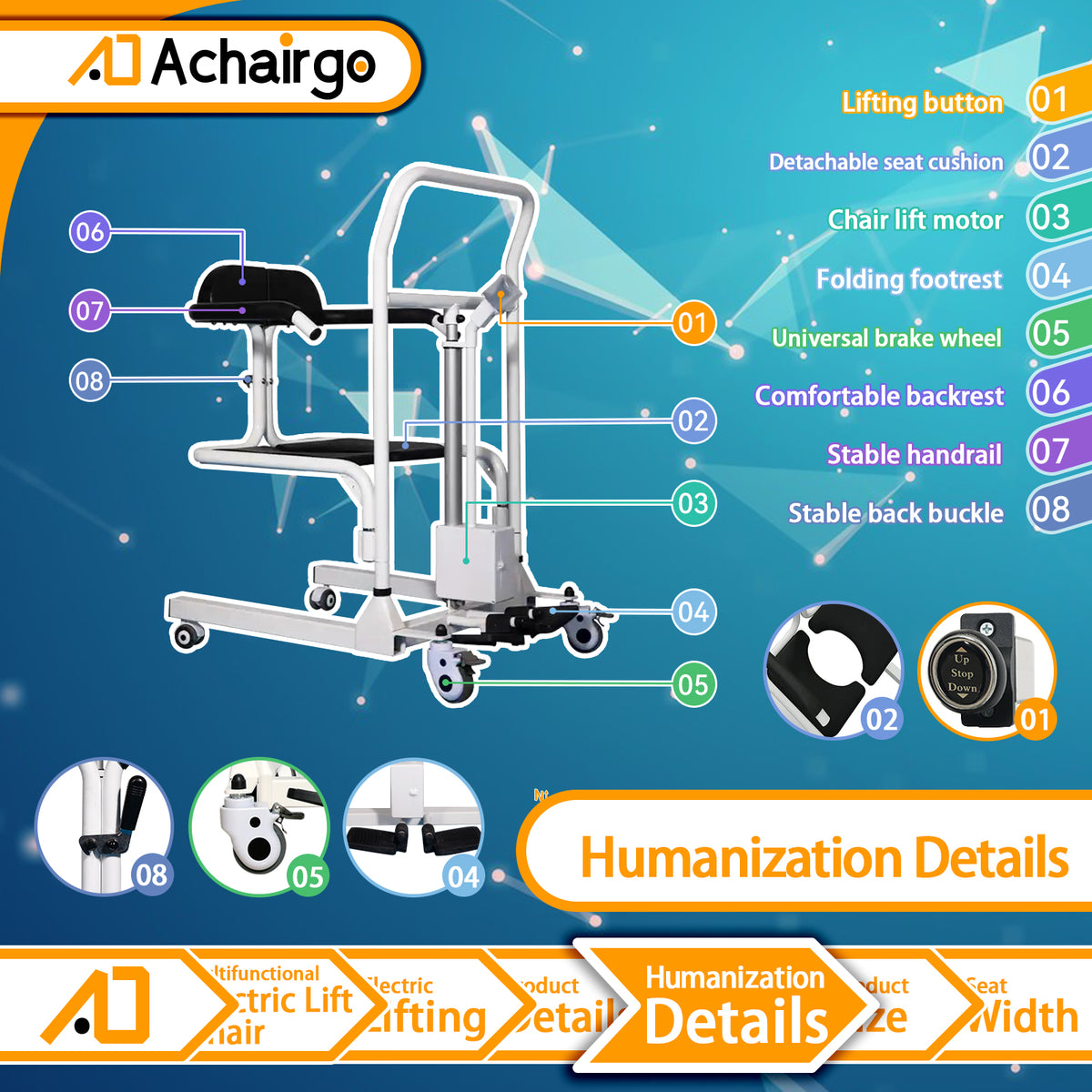 Electric Wheelchair Patient Lift Transfer Chair Home Use Medical
