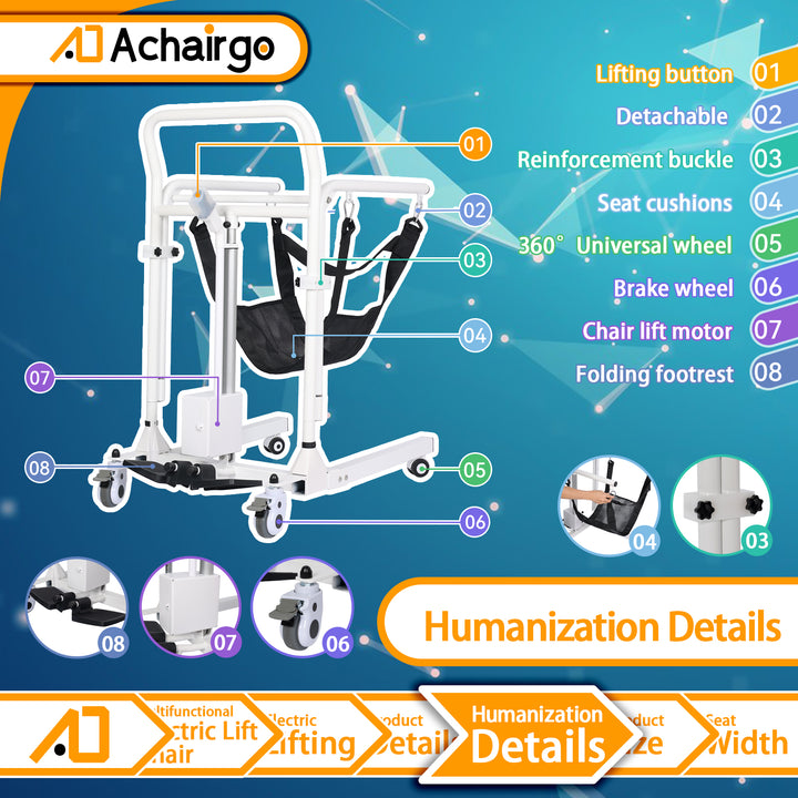 Electric Patient Lift, Portable Transfer Chair, Rechargeable Battery ...