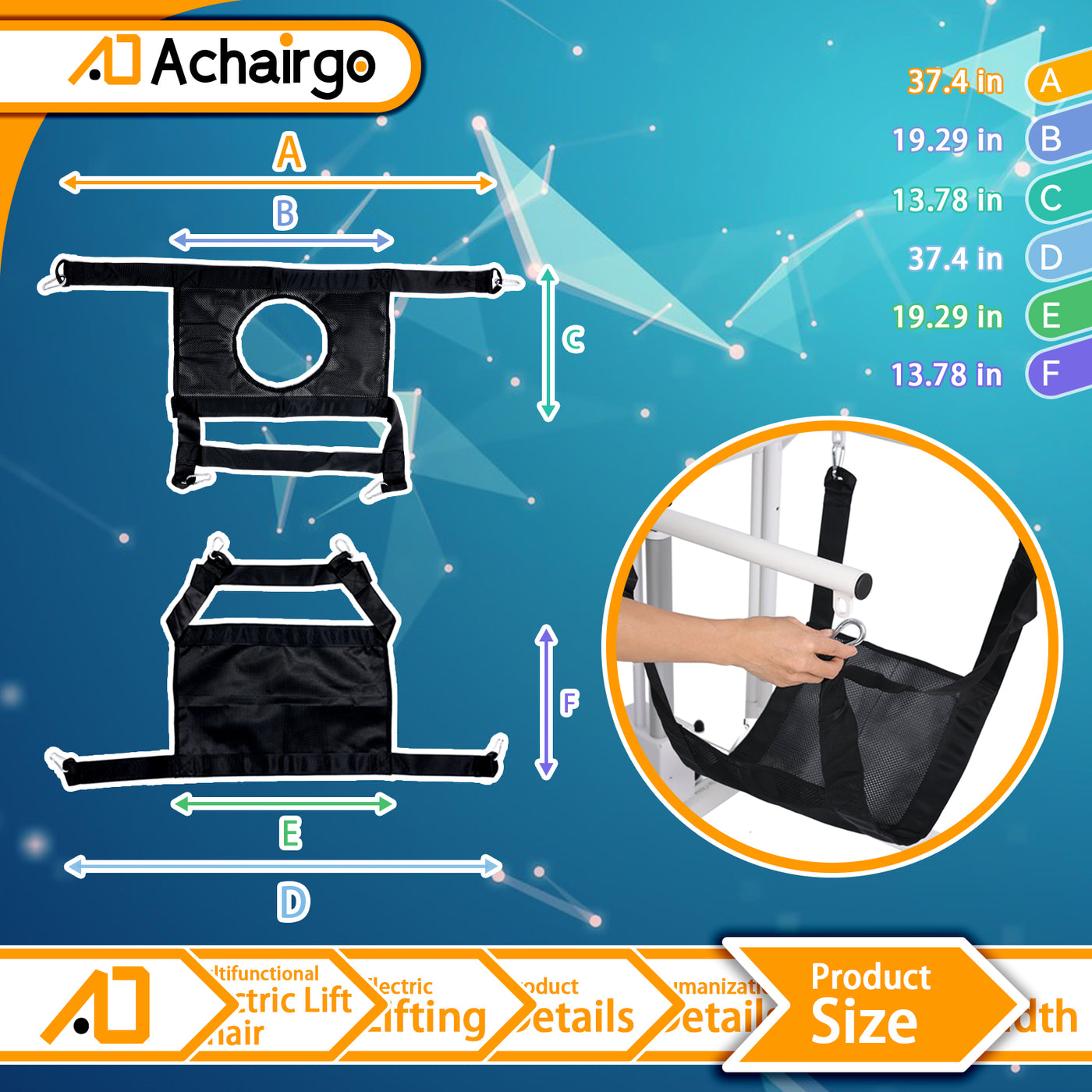 Electric Patient Lift, Portable Transfer Chair, Rechargeable Battery ...