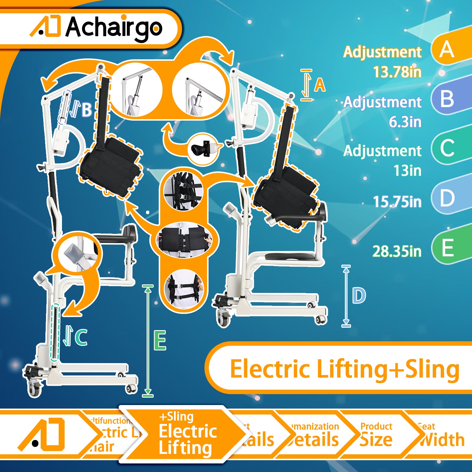 Patient Lift Transfer Chair with Sling for Elderly - Transfer Device f ...