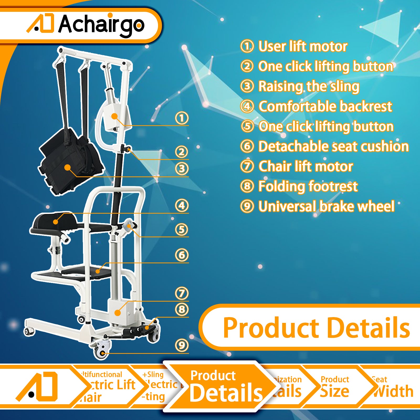 Patient Lift Transfer Chair with Sling for Elderly - Transfer Device f ...