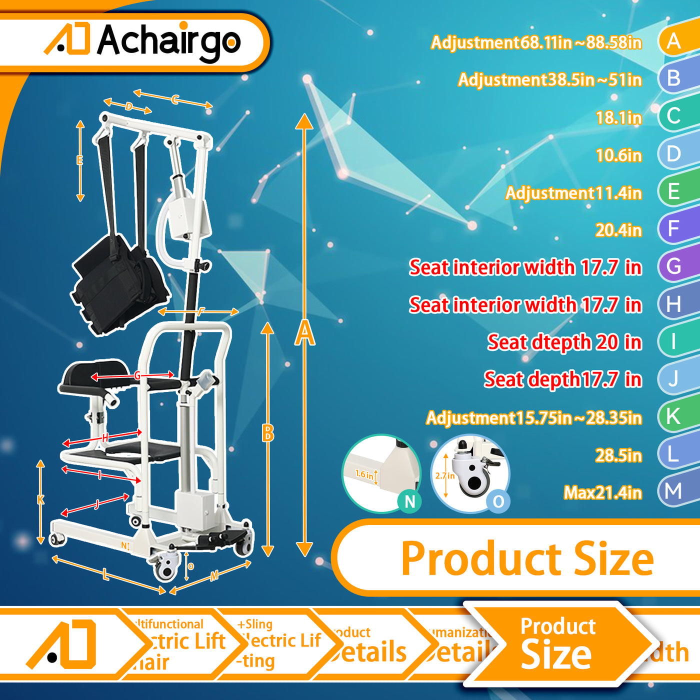 Patient Lift Transfer Chair with Sling for Elderly - Transfer Device f ...