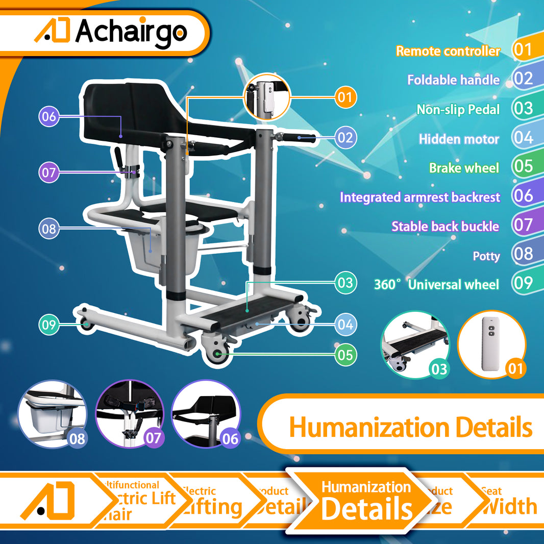 Patient Lift and Transfer Chair - Adjustable Height & Remote Controls ...