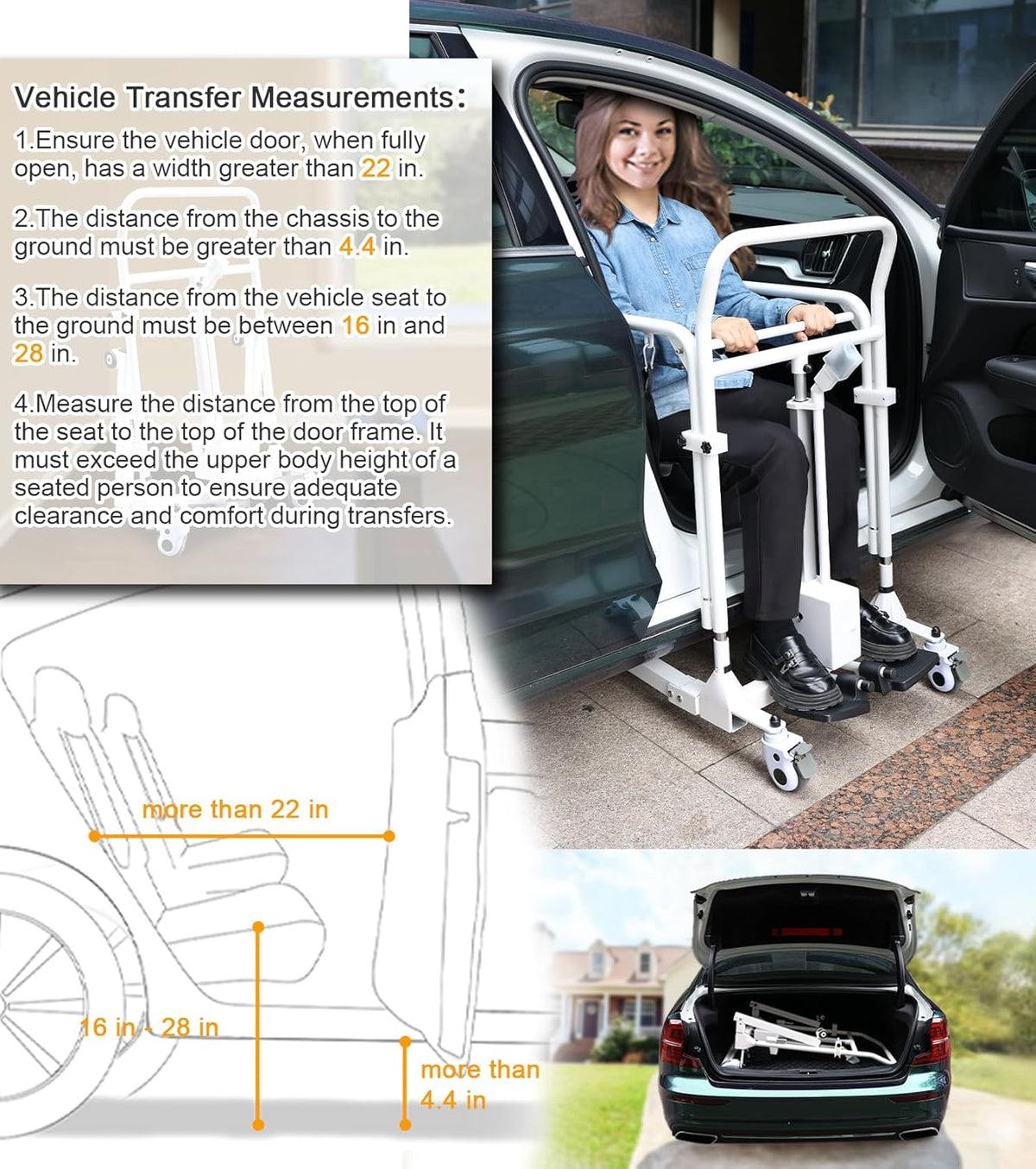 Electric Patient Lift, Portable Transfer Chair, Rechargeable Battery ...